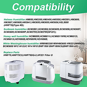 getalong HWF75 Humidifier Filter D Compatible for Holmes HM3500,HM3501,HM3600,HM3608,HM3640,HM3641,HM3650, HM3655,HM3655BF,HM3656 Replace HWF75 HWF75CS HWF75PDQ-U - Filter D