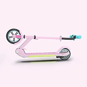 Qmwheel M2 Pro Kids Electric Scooter Smart LED Display, Adjustable Height,150W Motor 3-10mph Speed Limit, Colorful Deck Lights,Rear Foot Brake, Safety Electric Scooter for Kids Age 6-13.