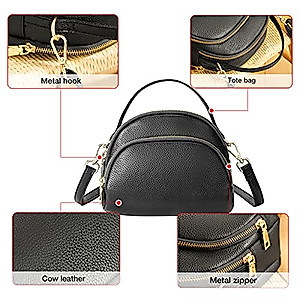 LAORENTOU Genuine Leather Satchel Bag Small Crossbody Handbag for Women Lady Leather Purse Clearance