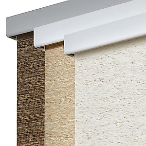 Persilux Custom Size Free-Stop Shades with Valance, Natural Woven Cordless Blinds, Light Filtering Roller Shades for Home, Roller Window Shades, Door Blinds for Windows (Cream)