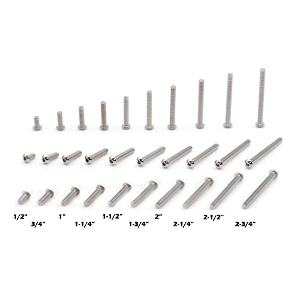 1/4-20 x 1/2" Button Head Socket Cap Bolts Screws Kit | 304 Stainless Steel | Fully Threaded | Allen Hex Drive | HEX Head L Key HEX Bit | Allen Wrench Included Pack of 25, Milliontronic