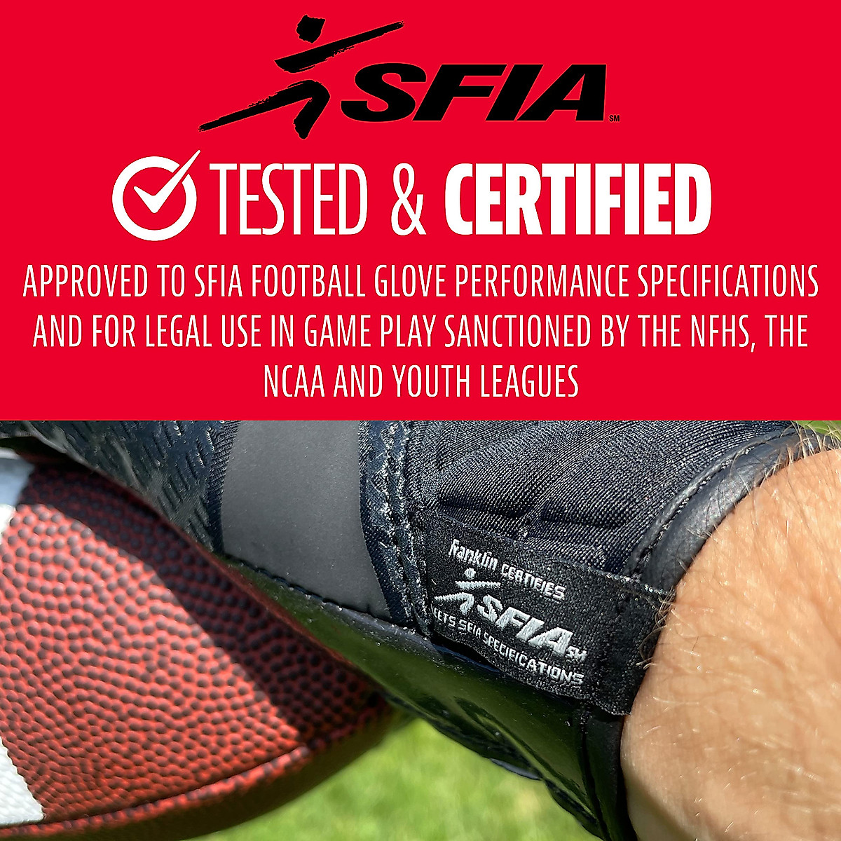 Franklin Sports Hi-Tack Premium Football Receiver Gloves - Black - Youth Medium