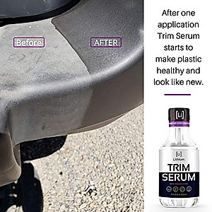 Trim Serum- Plastic Restorer- Restores Even the Most Damaged Plastic, Rubber and Vinyl, Last For Months, Penetrates Plastic Pores Restoring Color. (16oz).