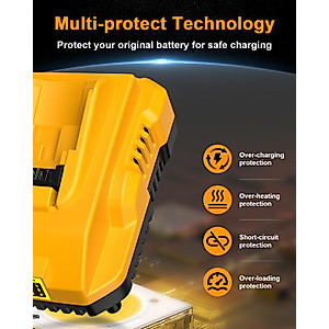 DCB112 Charger Replacement for Dewalt Battery Charger Compatible with Dewalt 12V 20V Max Lithium Battery DCB201 DCB204 DCB205 DCB206 DCB120 DCB127 DCB112 DCB115 DCB118 DCB107 DCB105 DCB102(Yellow)