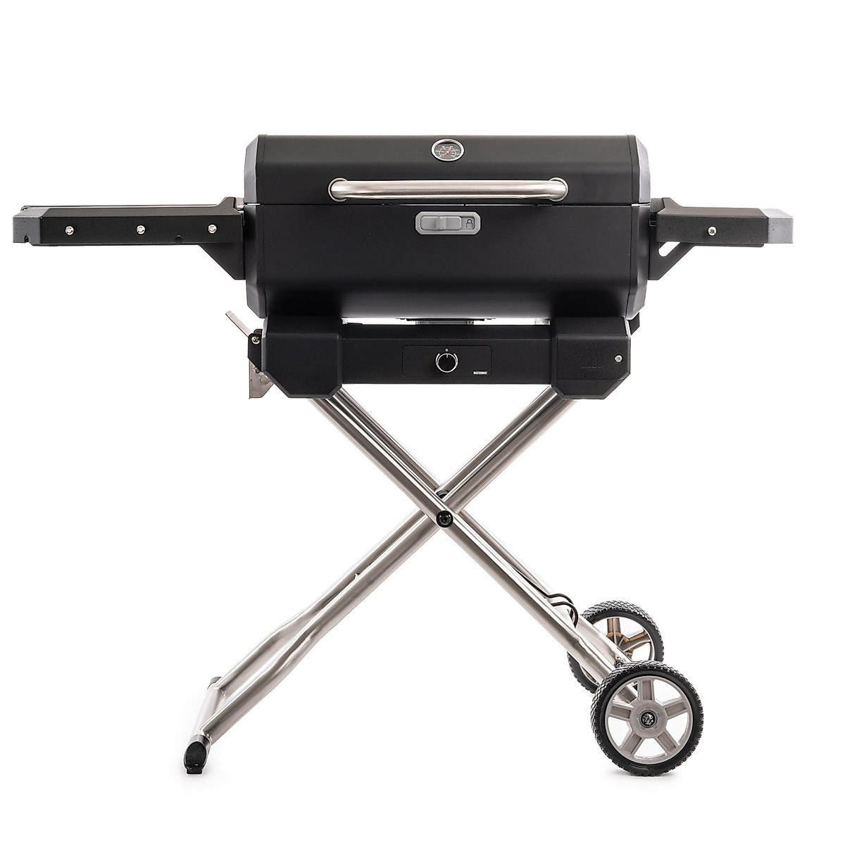 Masterbuilt® Electric Portable Charcoal Grill and Smoker with SteadyTemp Analog Temperature Control, Collapsible Cart and 200 Cooking Square Inches in Black, Model MB20040722