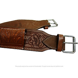 Floral Tooled Leather Back Rear Cinch Flank Billet Western Horse Girth Trail TACK