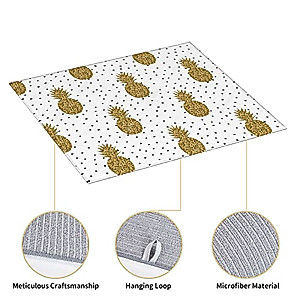 Gold Glitter Pineapples Fruit Printed Drying Mat For Kitchen Ultra Absorbent Microfiber Dishes Drainer Mats Non-Slip Silicone Quick Dry Pad - 18 X 16inch