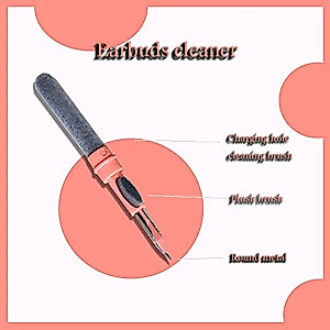 Bluetooth Earbuds Cleaning Pen, Multifunction Earphones Cleaner Suitable for Headset,Keyboard, Phone and Camera Lens (Pink) (HGR003)