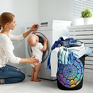OBINAOBINA Spider Web Wednesday Large Laundry Basket Laundry Hamper Bag Washing Bin Collapsible Tall With Handles Travel Bathroom College, style