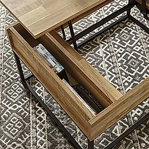 Signature Design by Ashley Gerdanet Rustic Rectangular Lift Top Coffee Table with Storage, Brown & Black