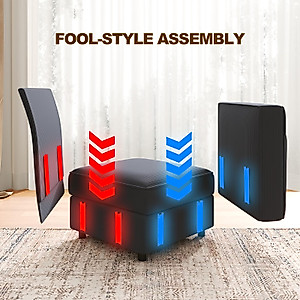 KCHUSAL Modular Sectional Sleeper Sofa, Corduroy Sectional Couch with Storage Seats, Convertible Sleeper Sofa Bed for Living Room, 9 Seats, Grey