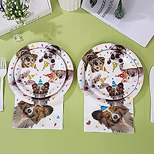 175PCS Dog Themed Birthday Party Supplies Dog Party Plates Cups and Napkins Sets for Puppy Dog Pals Birthday Party Decorations, Serves 25