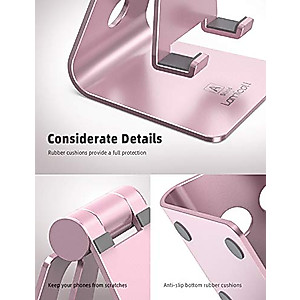 Adjustable Cell Phone Stand - Lamicall Phone Desk Holder, Cradle, Dock, Compatible with iPhone 12 Mini 11 Pro Xs Max XR X 8 7 6 Plus SE Charging, Desktop Accessories - Rose Gold