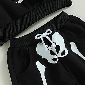 Halloween Baby Clothes Toddler Boy Pumpkin Sweatshirt Hoodie Skeleton Hooded Sweatsuit Set Little Kid Fall Outfit (Black,6-7 Years)