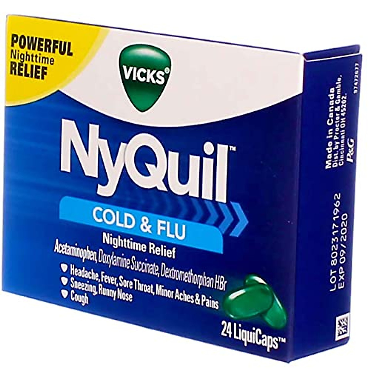 Vicks NyQuil Cold & Flu Nighttime Relief LiquiCaps 24 ea (Pack of 3)