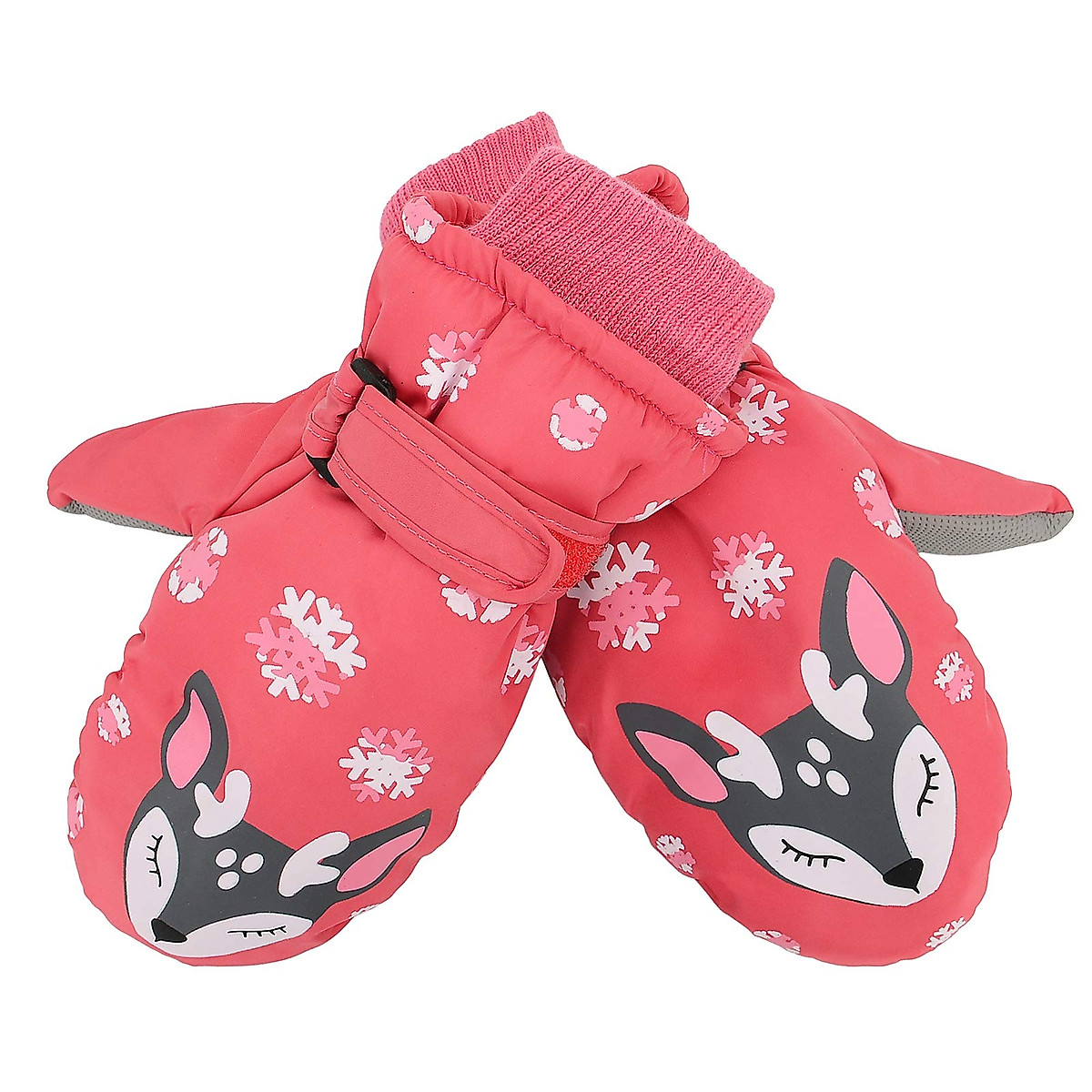American Trends Toddler Mittens Winter Snow Glove waterproof mitten Warm Fleece Kid Ski Gloves for Boys Girls Pink Fox S