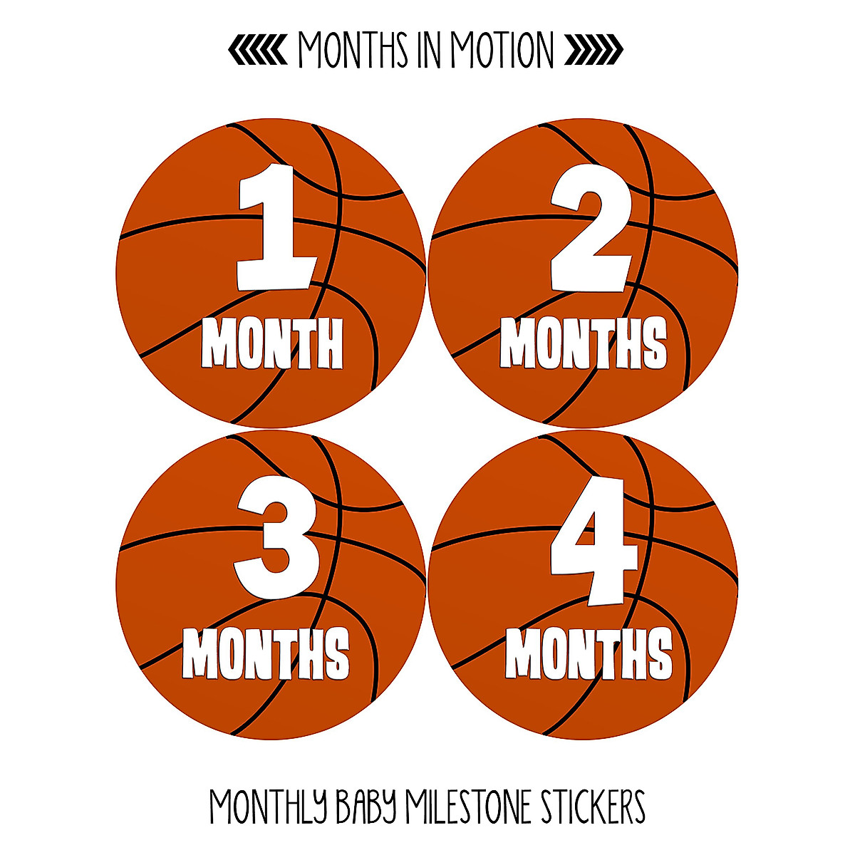 Baby Monthly Stickers - Monthly Milestone Stickers - Baby Month Stickers for Boy - Basketball Sports - Style 225