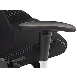 Displays2go Racing Style Gaming Chair for Office and Home Desk, Ergonomic Adjustments and Lumbar Support Pillow, Fabric Seat - Black (FDGAMECHGY)