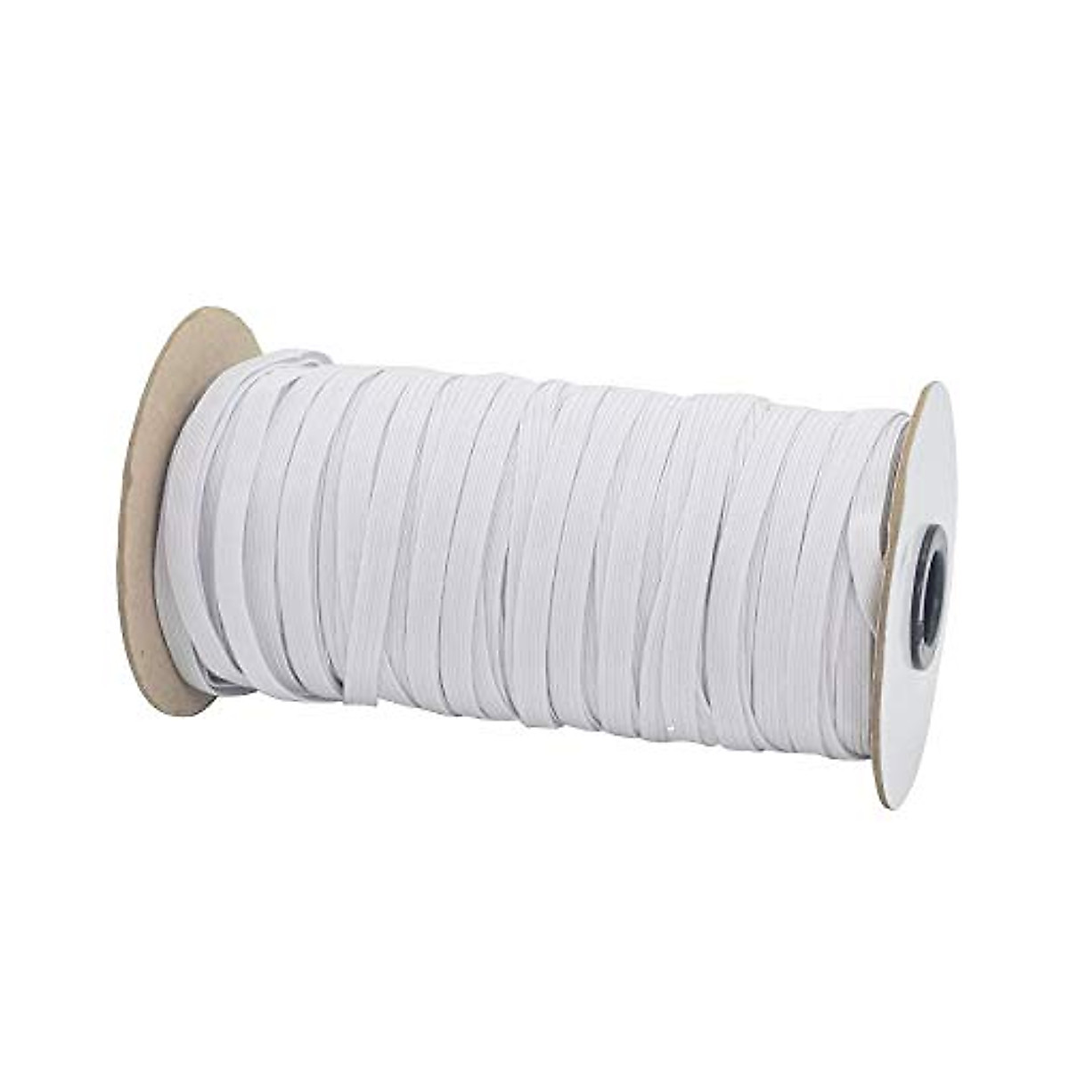 White 70-Yards Length 1/4" Width Braided Elastic Cord/Elastic Band/Elastic Rope/Bungee/White Heavy Stretch Knit Elastic Spool with Free Tape Measure