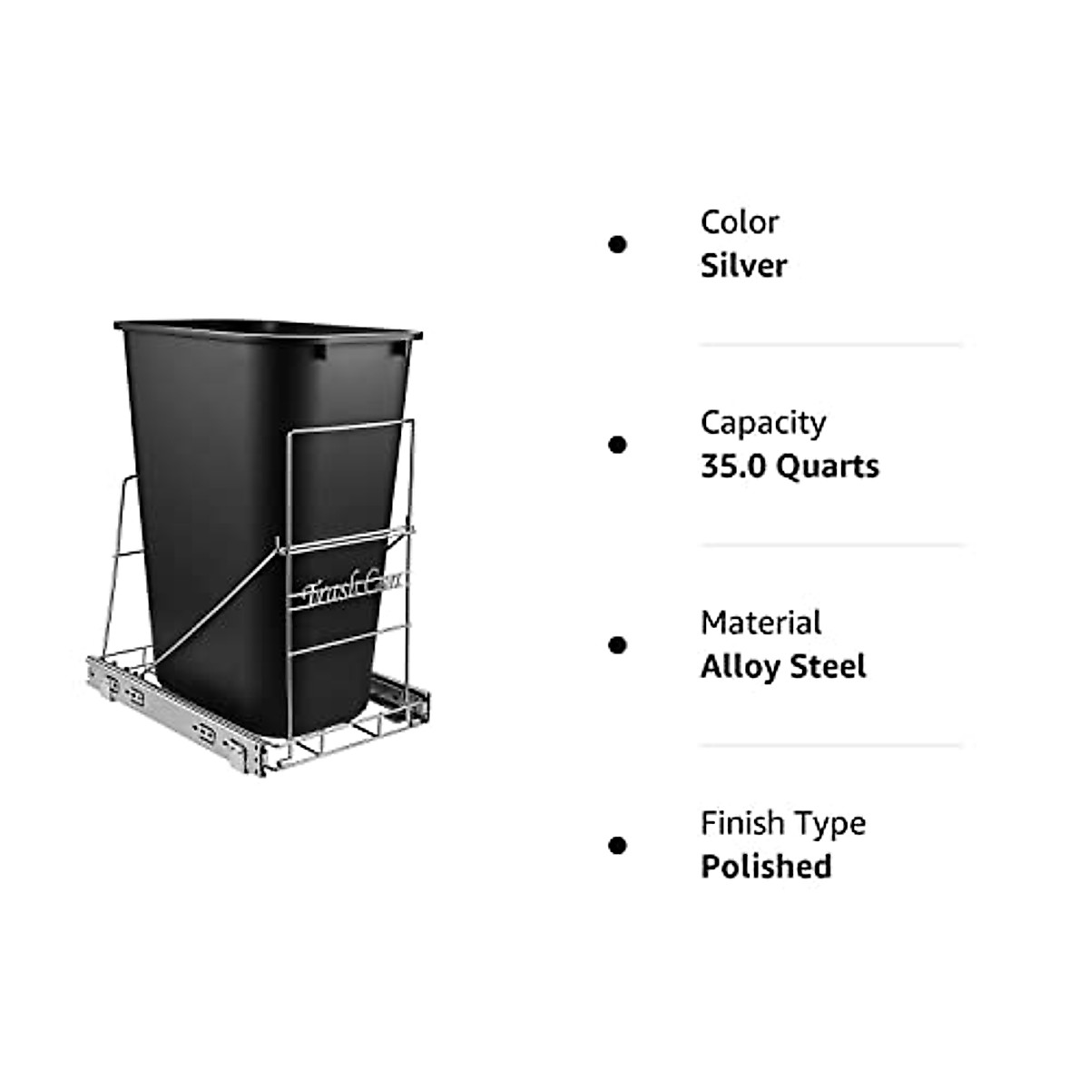 TERMATH Pull Out Trash Can Under Cabinet, Kitchen Adjustable Sliding Waste Bin Shelf, Roll Out Garbage Can Holder Frame, Trash Can Not Included