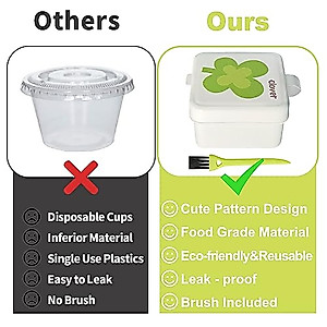 Elykorrne 8 Pack Salad Dressing Container To Go, Small Condiment Containers with Lids, Reusable Sauce Containers, Plastic Condiment Cup, Leak-proof for Lunch Bento Box Kids