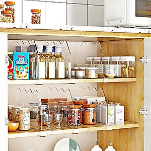 SPACEKEEPER Shelf Dividers for Closet Organization, Clear Closet Shelf Divider for Clothes Purses Separators, Wood Shelves Organizer for Bedroom, Kitchen, Office, Cabinets, Bathroom, 12 Pack