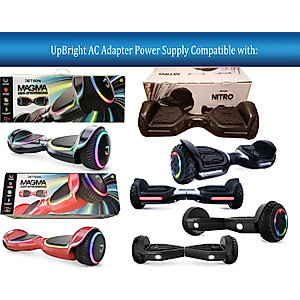 UpBright 3-Prong 42V AC/DC Adapter Compatible with Jetson Sphere JSPHER-BLK JSPHER-RED Magma JMGMA-BLK Aero JAERO-BLK Nitro JNITRO-BLK 36V 2.0Ah Lithium-ion Battery Hover Board FY0424201000 Charger