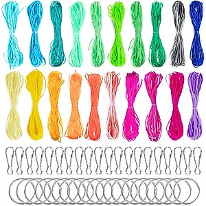 ACRSIKR String Gimp Plastic Lacing Cord for Bracelets Scoubidou Craft Kits with Snap Clip Hooks 20 Colors