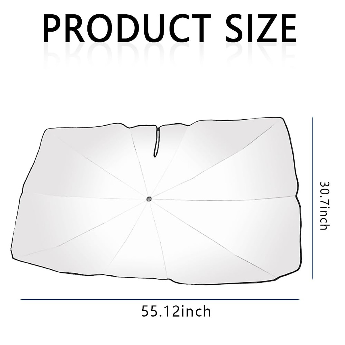 IHOTDER Cool Windshield Sun Shade Umbrella - New Titanium Silver Reflector Blocks 99% of UV Through Automotive Glass - Summer Car Essential Windshield Cover with Opening Design, 55.12*30.7*0.3inch