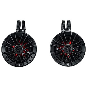 Rockville PT65BR 6.5" Powered Bluetooth LED Tower Speakers for ATV/UTV/RZR/Cart, Black