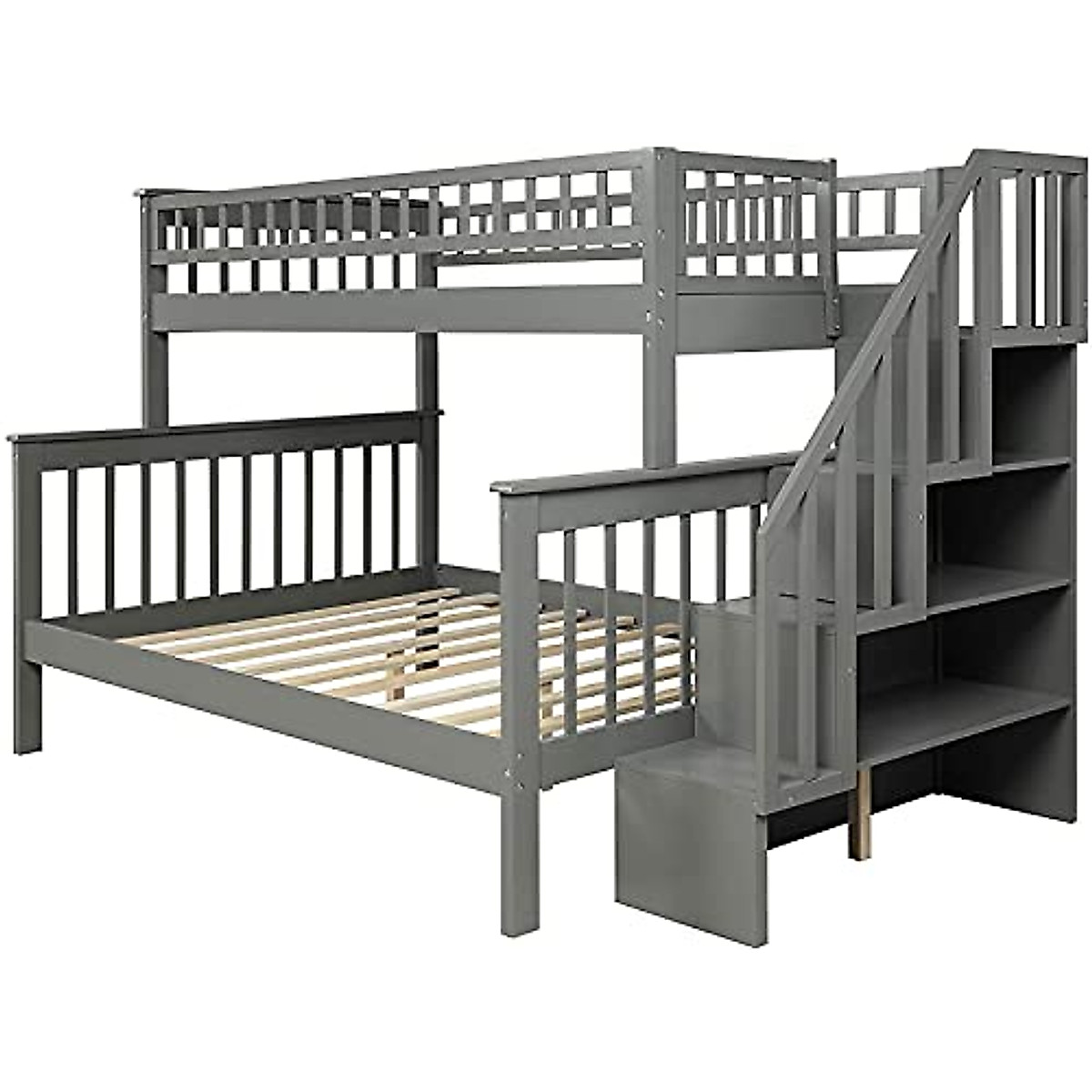 STP-Y Bunk Beds Twin Over Twin Wood Bunk Bed Frame for Boys Girls Teens, Can be Divided into 2 Beds, Gray (Color : Grey, Size : Twin Over Full)