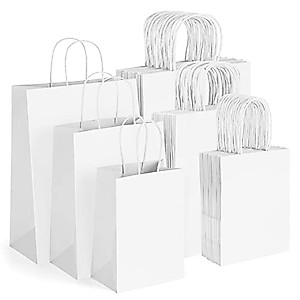 Eupako 75pcs Paper Bags Assorted Sizes, White Paper Bags with Handle Bulk, Paper Shopping Bags, Gift Bags for Business, Merchandise, Retail, Grocery, Packaging, Party Favor