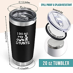 Broken Arm Gifts For Kids Men Women - Funny Get Well Soon Knee Surgery Gift - Break A Leg Theater Gifts - I Do All My Own Stunts Tumbler 20 Oz - I'M Broken Stainless Wellness Gifts - Hospital Gifts