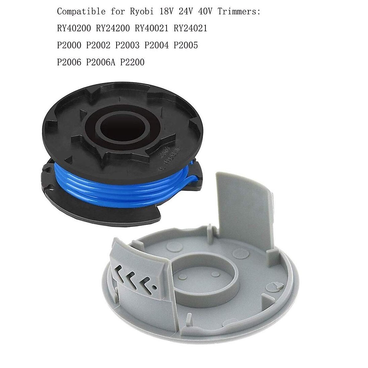 AC14RL3A String Trimmer Replacement Spool Line, 0.065" Autofeed Replacement Spools for Ryobi 18V, 24V, and 40V Cordless Trimmers,for ryobi 0.065 Trimmer line(9 Spool, 2 Cap)