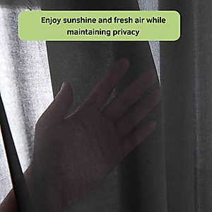 VEGA U Sheer Curtains, Smooth and Soft Rod Pocket Filmy Curtains Weaken Sunlight, Set of 2 Panels (52" W X 96" L, Black)