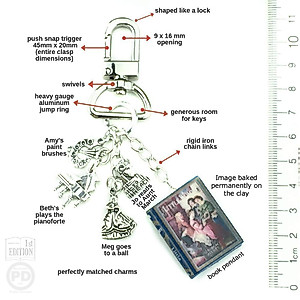 Little Women Louisa May Alcott First Edition Clay Mini Book Key Chain Bag Purse Backpack Clip Clasp