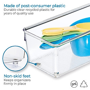 iDesign Utensil Holder and Silverware Organizer for Kitchen Utensils and Countertop Storage, The Linus Collection – Set of 2, 4" x 8" x 3", Clear