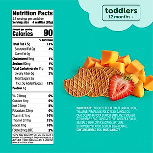 Beech-Nut Toddler Snacks, Mini Waffles with Hidden Veggies, Butternut Berry, Non-GMO, 3.2 oz Bag (7 Pack)