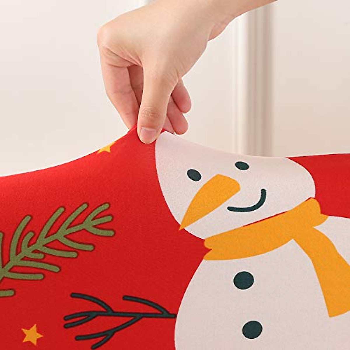 Ogrmar 4PCS Stretch Removable Washable Dining Room Chair Protector Slipcovers Christmas Decoration/Home Decor Dining Room Seat Cover