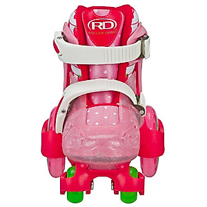 Roller Derby Fun Roll Adjustable Roller Skates for Beginners, Boys & Girls, Strawberry, Small (7-11)
