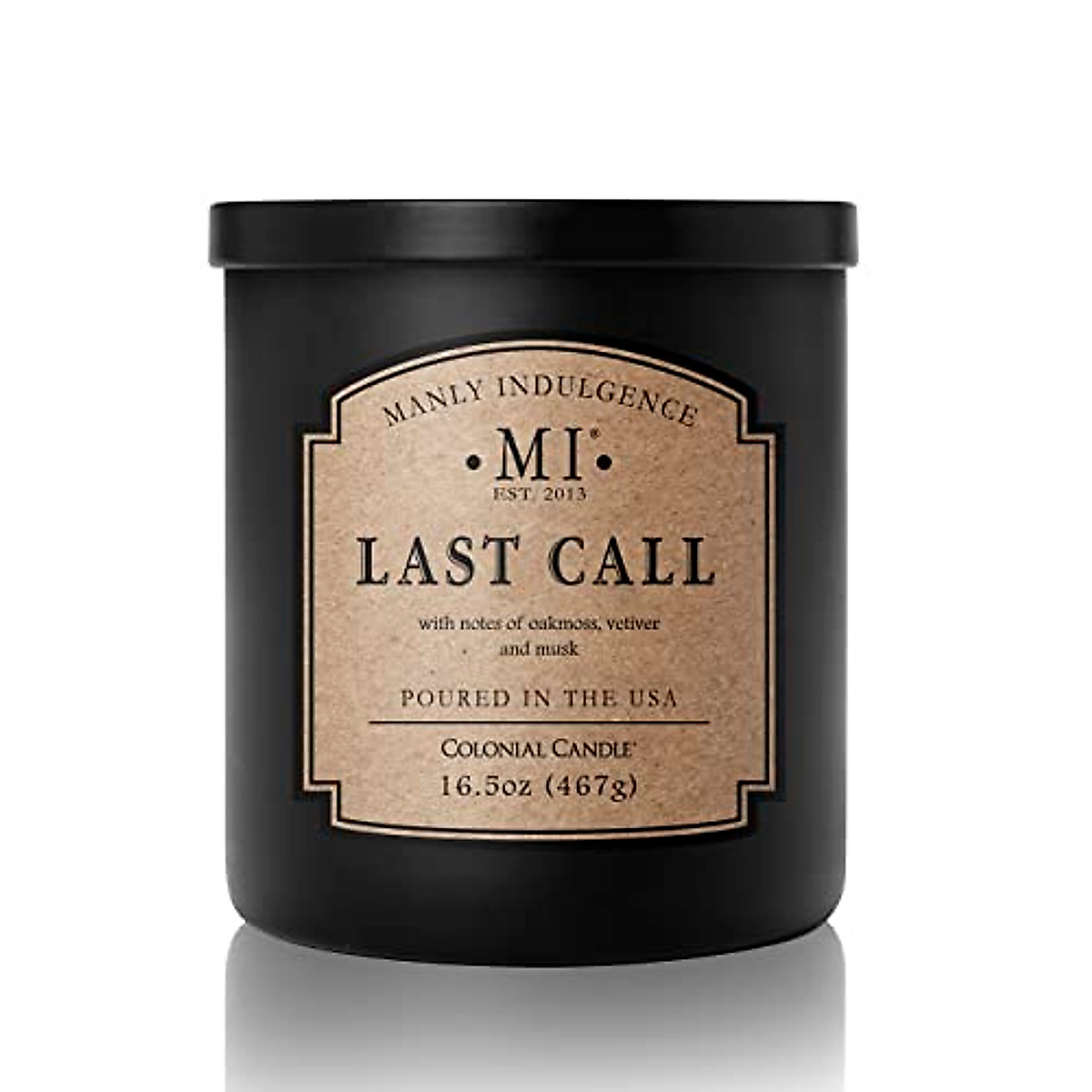 Manly Indulgence Last Call Jar Candle 16.5 oz - Woodsy Vetiver, Oakmoss - Citrus & Spicy Hints - Eucalyptus - Up to 60 Hour Burn - Soy Blend Wax, USA Poured