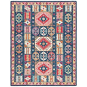 Safavieh Aspen Collection 10' x 14' Blue/Red APN518M Handmade Boho Premium Wool Living Room Dining Bedroom Area Rug