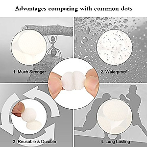 Hompie 1200pcs (600 Pair Sets) 15mm Diameter Sticky Back Hook Coins, Self Adhesive Dots Loop Tapes for DIY Crafts Office Classroom (White)