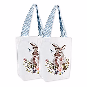 DII Easter Basics Collection Springtime Kitchen Essentials, Gift Bag Set, 9x8.5x3", Garden Bunny Rabbit, 2 Piece