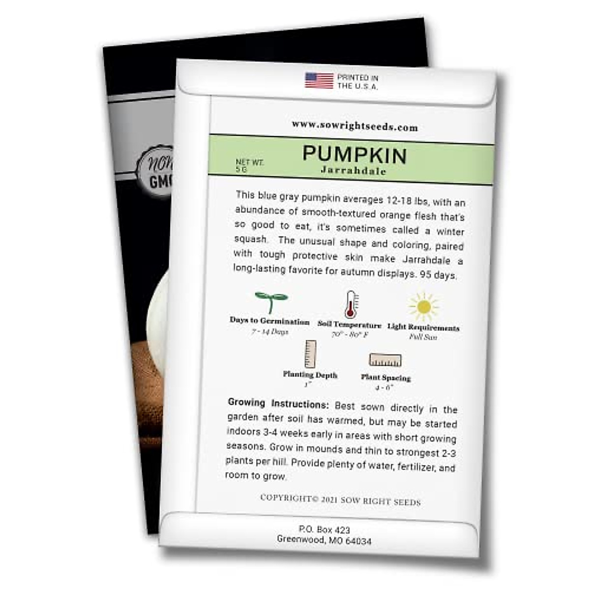 Sow Right Seeds - Jarrahdale Pumpkin Seeds for Planting - Non-GMO Heirloom Packet with Instructions to Plant & Grow an Outdoor Home Vegetable Garden - Unique Productive - Wonderful Gardening Gift