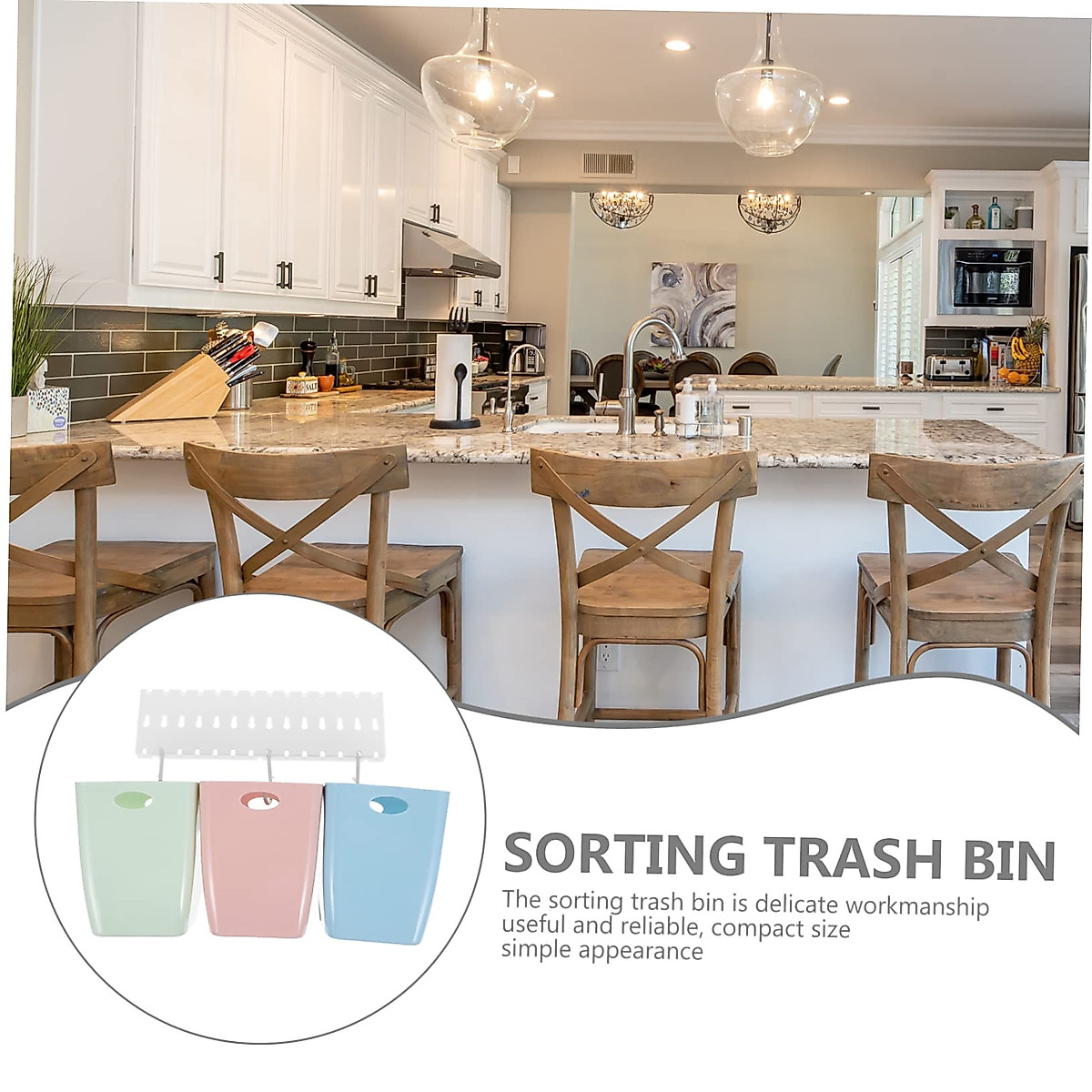 Zerodeko 3 Sets Sorting Trash Can Trash Container Hanging Trash Cans Kitchen Garbage Bin Recycling Bin Garbage Can Waste Paper Basket Desktop Office Plastic Classification Bucket