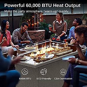 EAST OAK 44'' Propane Fire Pit Table + Cover, 60,000 BTU Gas Firepit with Aluminum Frame and Tempered Glass