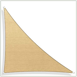 Colourtree Sun Shade Sail 18' x 18' x 25.5' Sand Beige Right Triangle Canopy Fabric Cloth Screen, Water Permeable & UV Resistant, Heavy Duty, Carport Patio Outdoor - (We Customize Size)