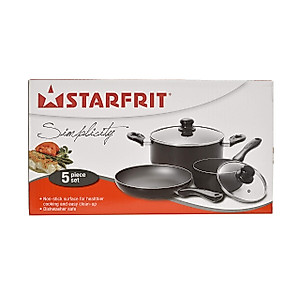 Starfrit Simplicity 5-Piece Cookware Set with Bakelite Handles, Black