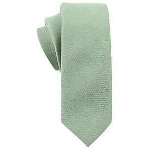 Men Skinny Sage Green Ties Cotton Timeless Narrow Width Best Wedding Neckties for Grooms